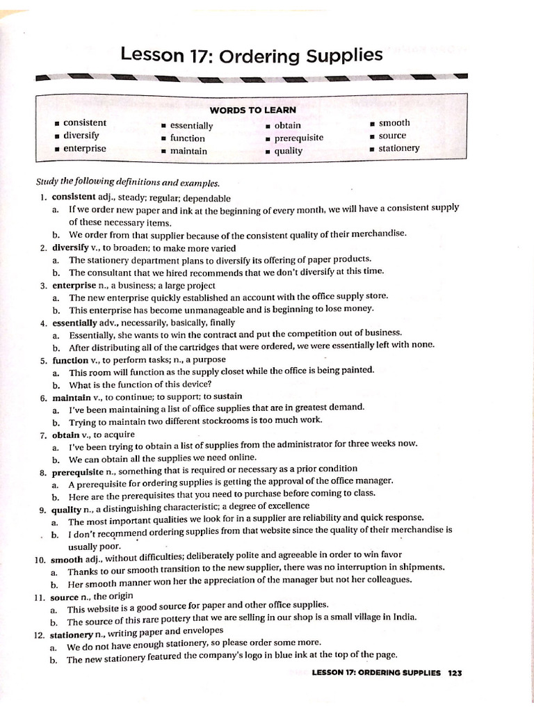 Lesson 17 Ordering Supplies | PDF