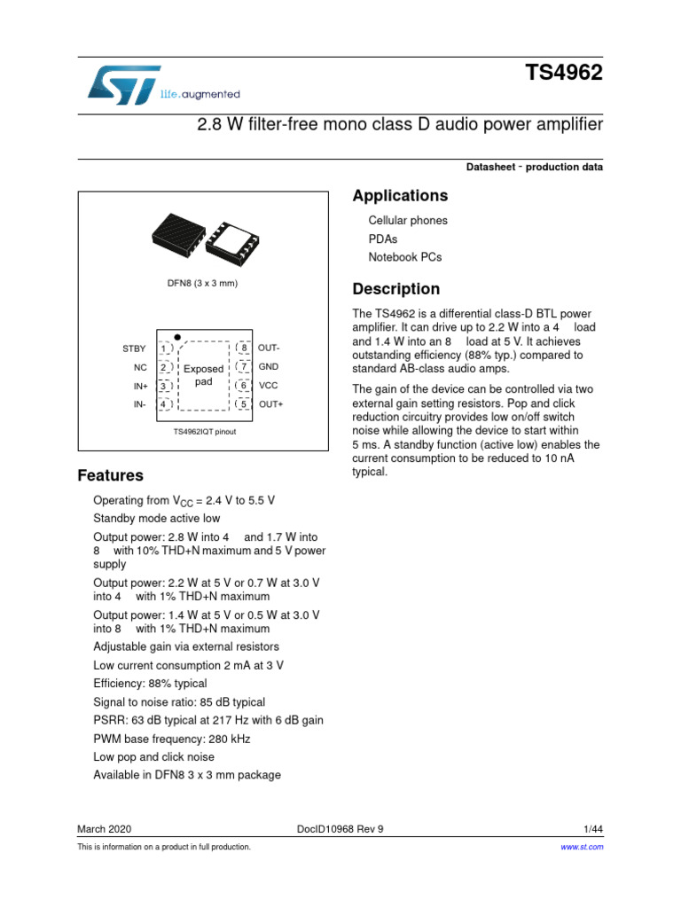 ts4962 Ficha Técnica | PDF | Electronics | Computing