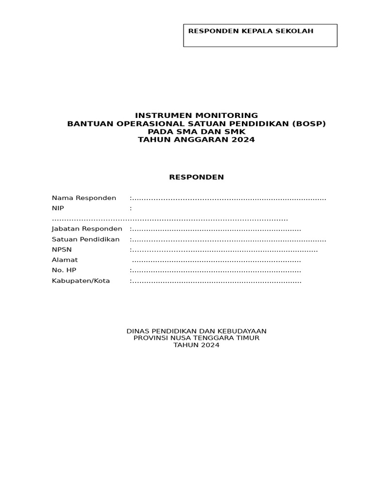 Instrumen Monev Bos | PDF