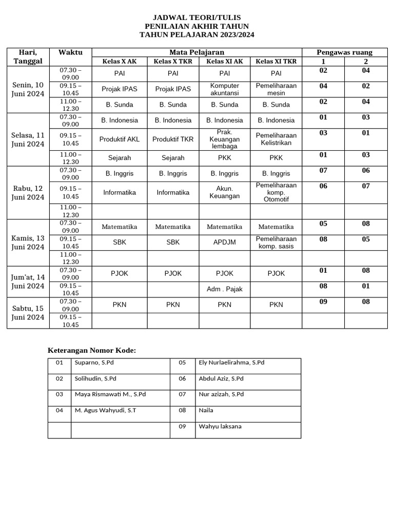 JADWAL ngawas PAT 2023-2024 | PDF