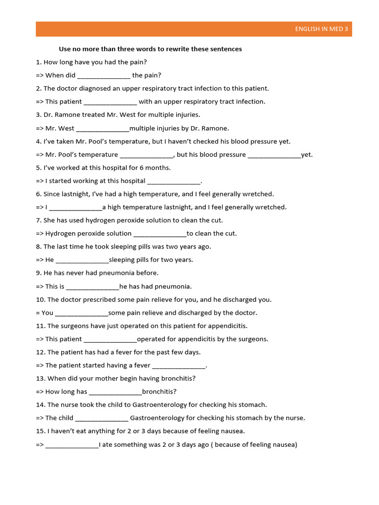 Rewrite Sentences | PDF