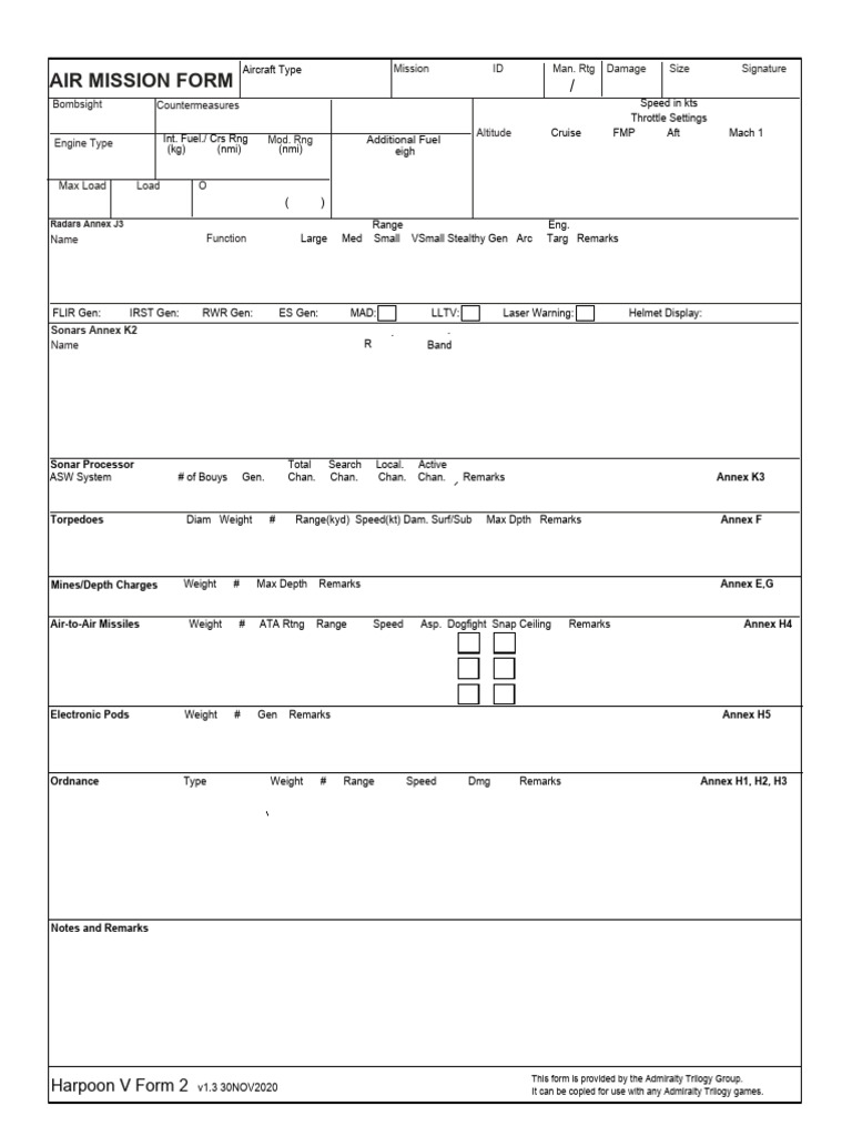 H5_Form_2_Air_Mission_v1.3 | PDF | Aviation | Military Technology