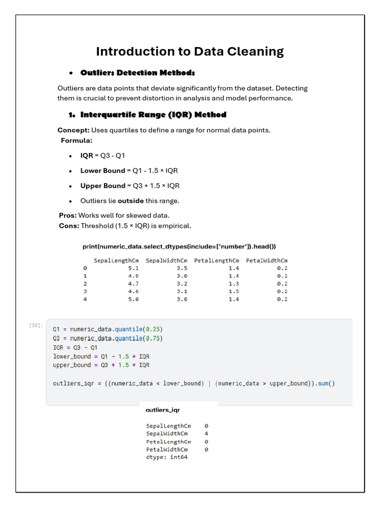 Outlier Detection in Data Cleaning | PDF
