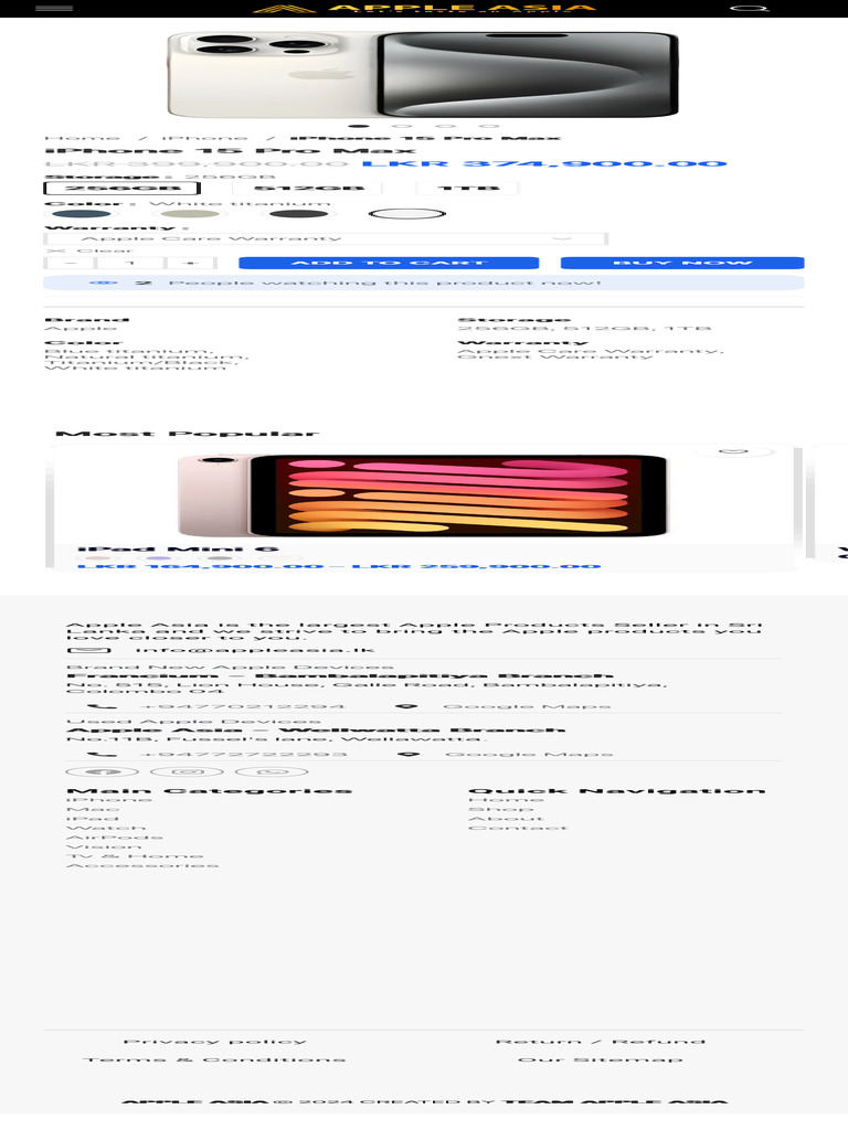 iPhone 15 Pro Max Pricing in Sri Lanka | PDF | Apple Inc. | I Phone