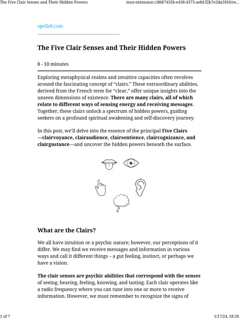 Article The Five Clair Senses and Their Hidden Powers | PDF | Intuition ...
