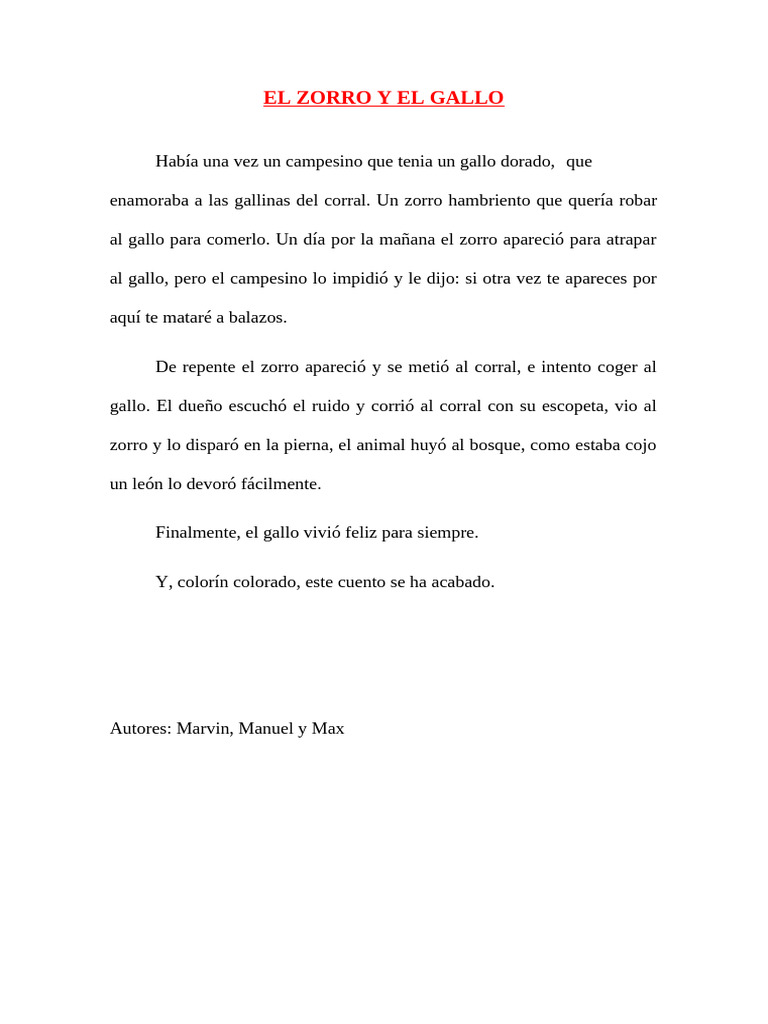 El Zorro y El Gallo | PDF