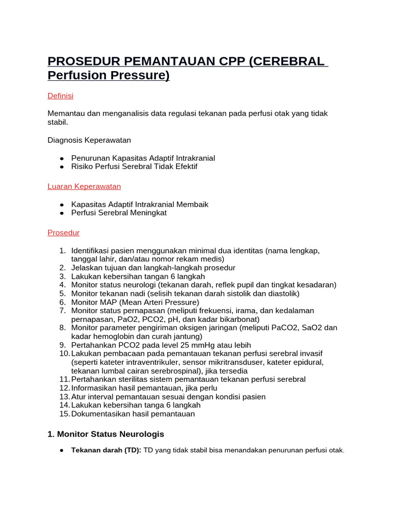 Prosedur Pemantauan Tekanan CPP | PDF