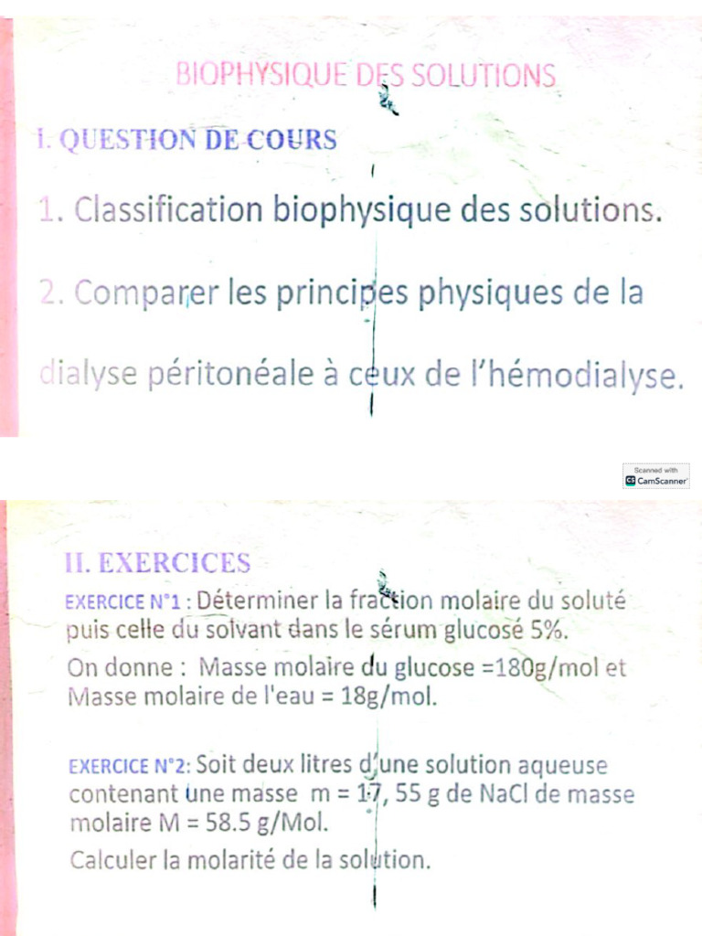 TD de Biophysique Sensorielle | PDF