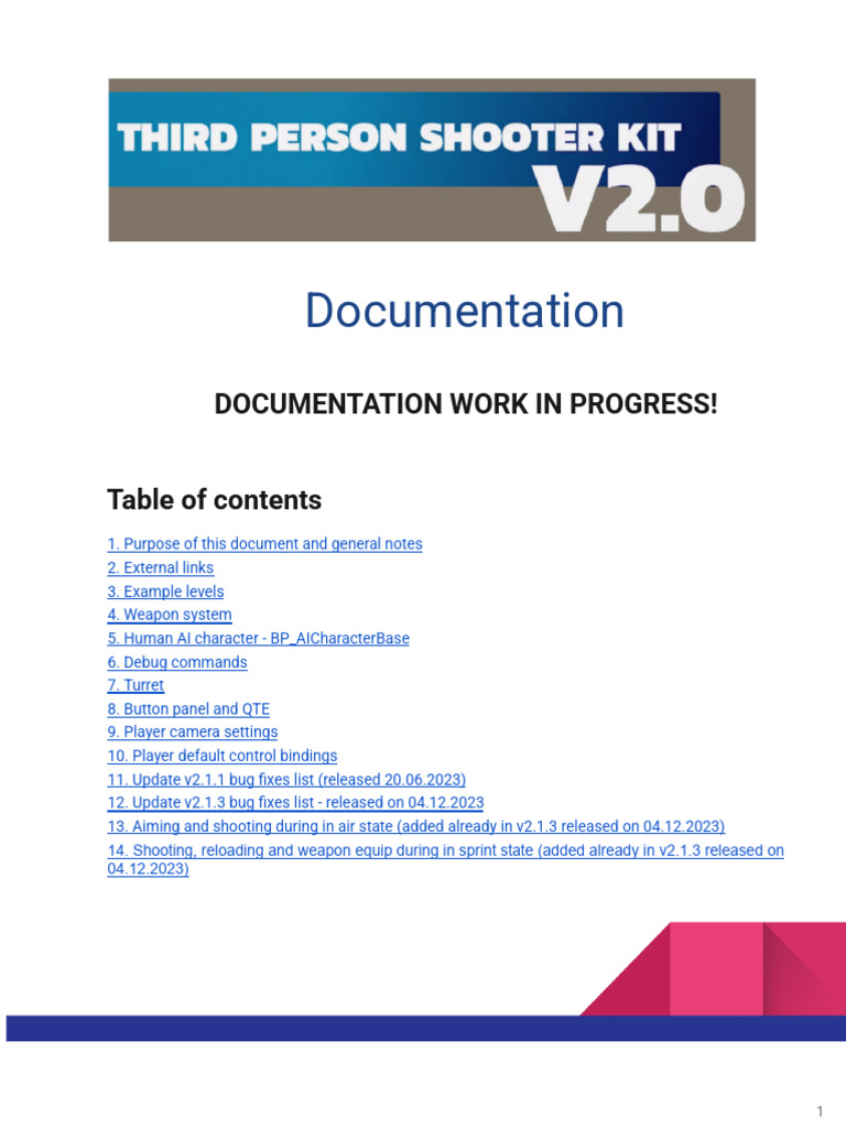 Third Person Shooter Kit v2.0 Documentation | PDF