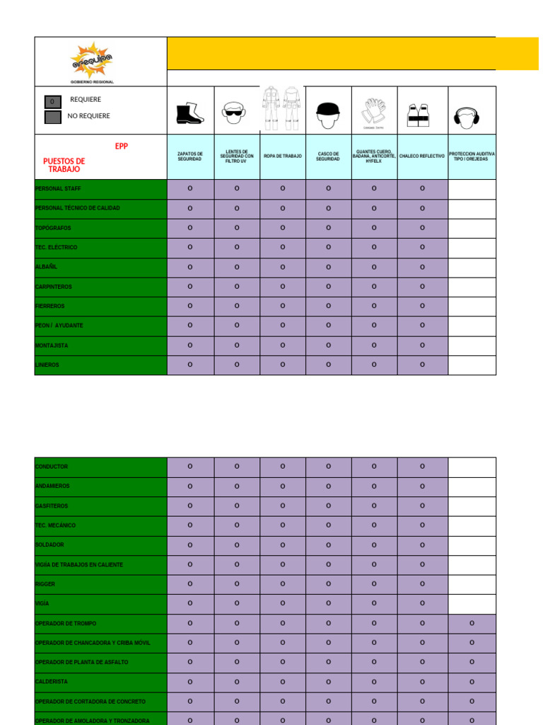 SST-MAT-006 - Matriz de EPP Por Puestos de Trabajo | PDF