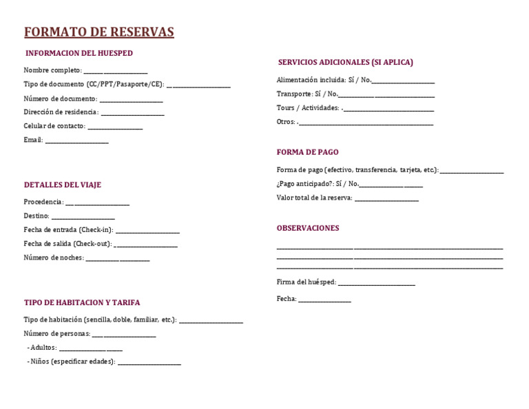 Formato DE RESERVA | PDF