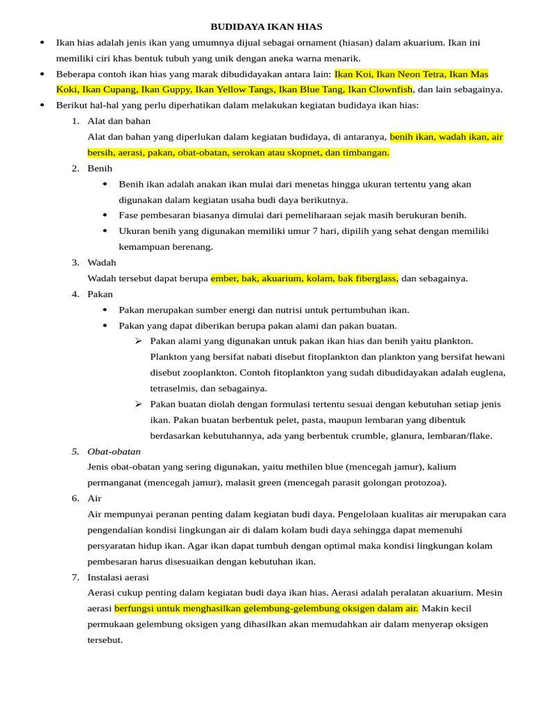 Panduan Budidaya Ikan Hias | PDF