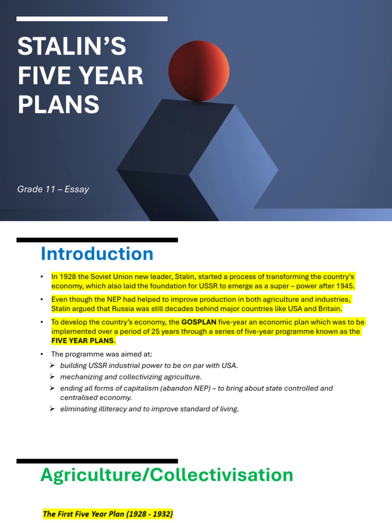 Stalin's Five Year Plans-1 | PDF | Politics Of The Soviet Union | Economies