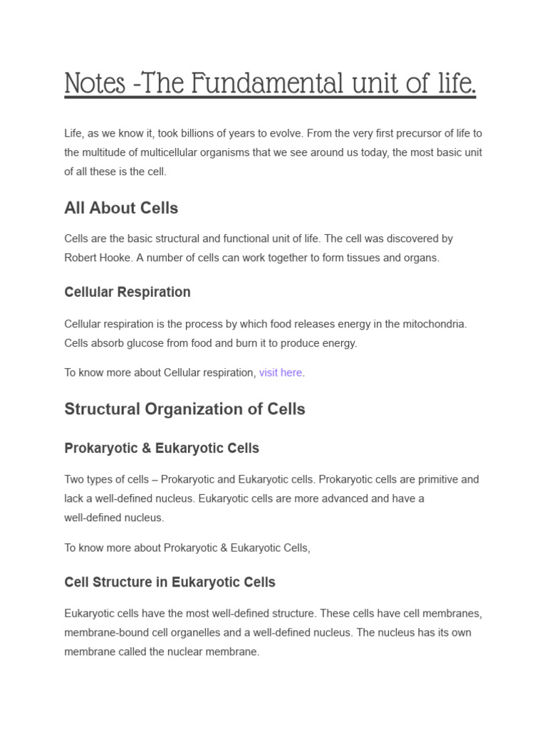 Understanding Cell Structure and Functions | PDF | Cell (Biology ...