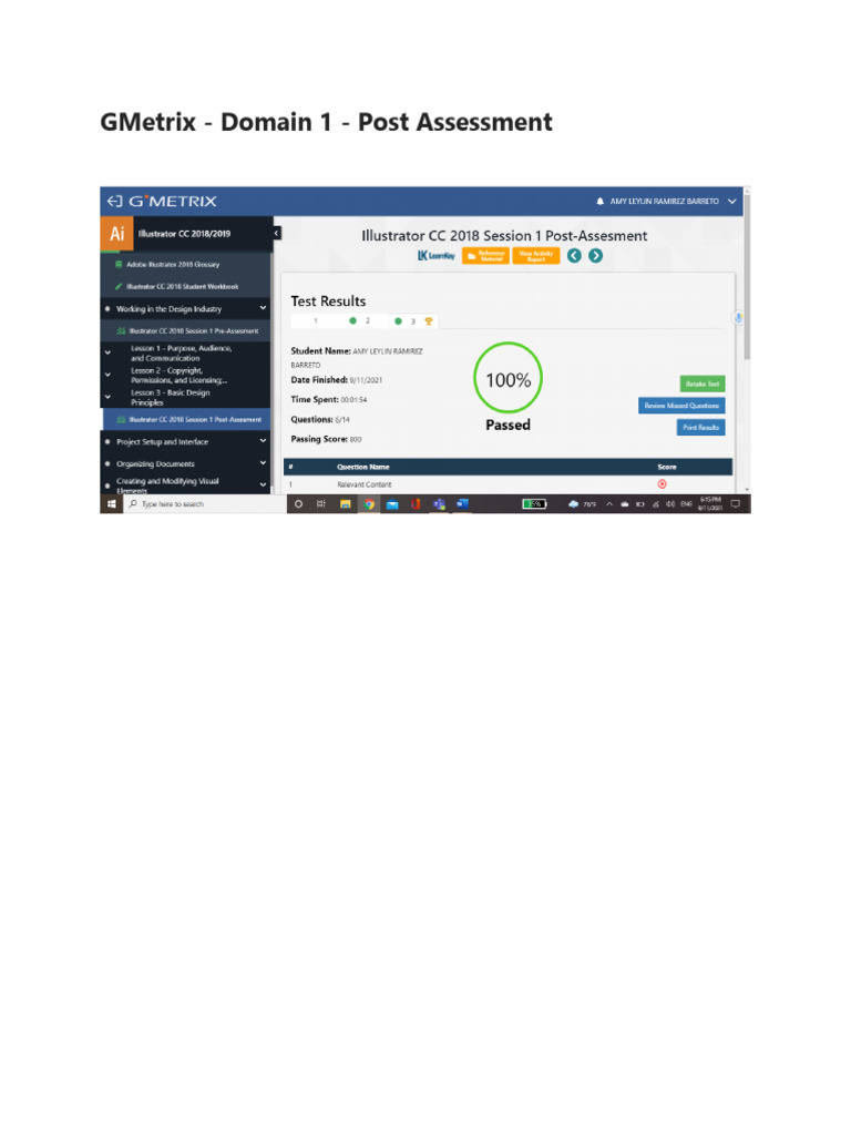 GMetrix - Domain 1 - Post Assessment | PDF