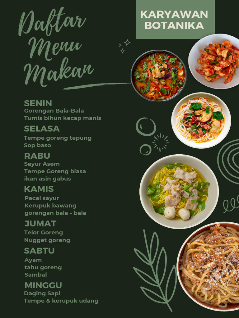 Hijau Krem Pastel Estetik Minimalis Sederhana Daftar Menu Dokumen A4 ...