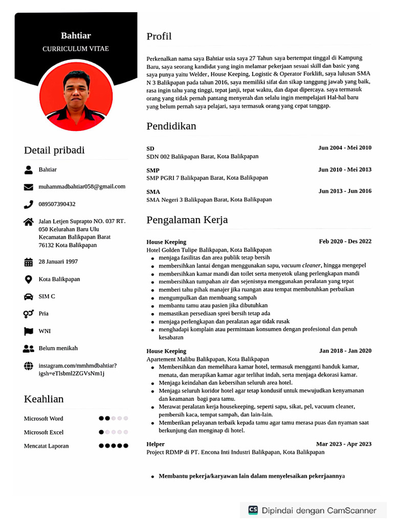 CV & Berkas Pendukung Bahtiar | PDF