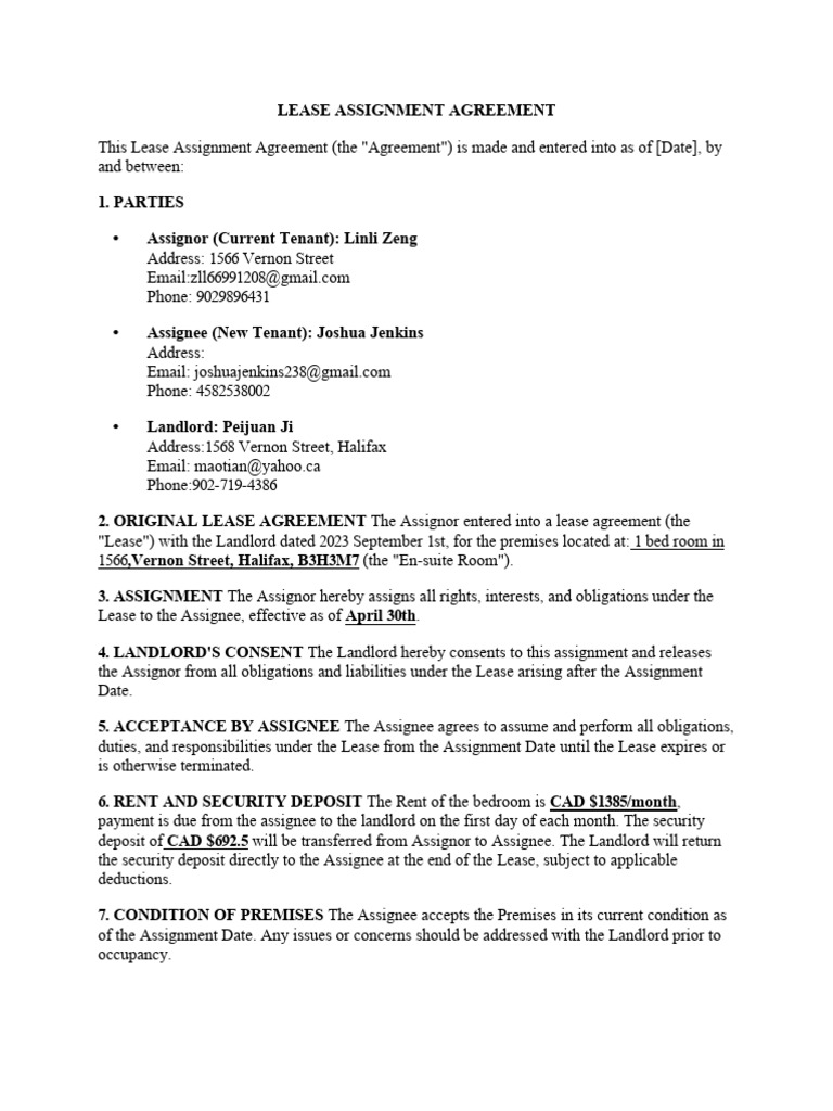 Lease Takeover Agreement Signed | PDF | Assignment (Law) | Lease