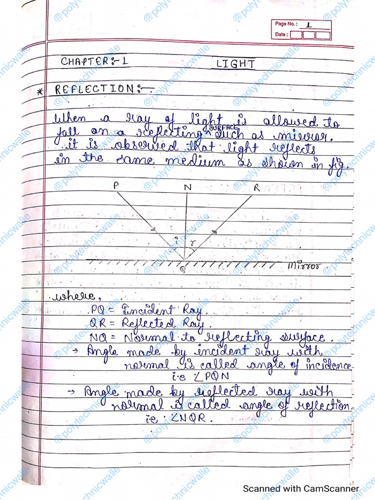 Physics ch-1 (LIGHT) | PDF