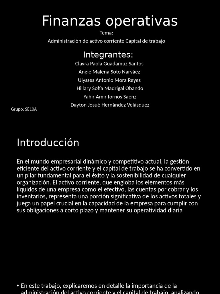 Finanzas operativas | PDF | Capital de trabajo | Business