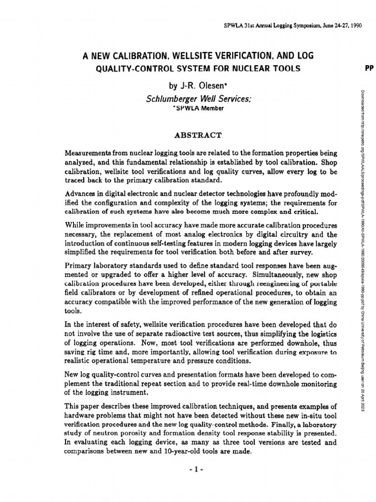 Nuclear Tool Calibration and Verification | PDF | Calibration | Sensor