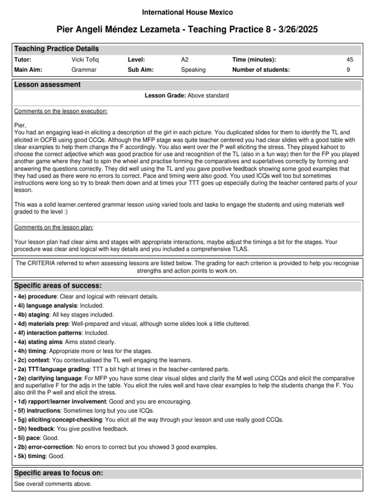 TP8_Pier Angeli Mendez Lezameta | PDF | Lesson Plan | Cognition