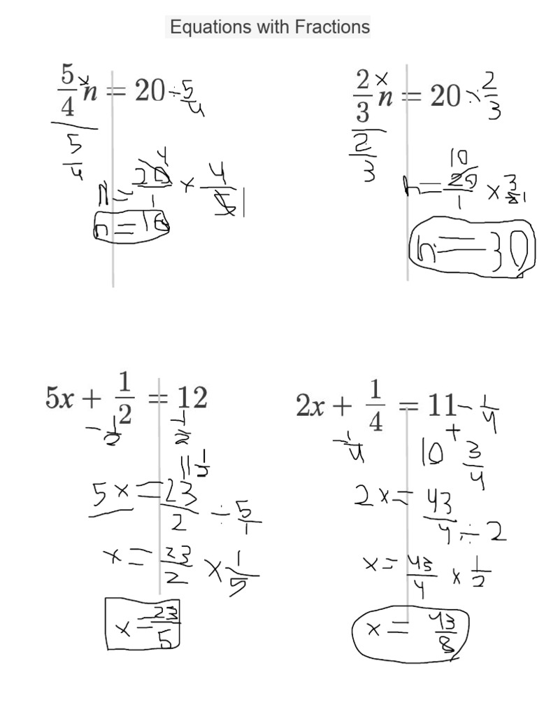 Equations With Fractions | PDF
