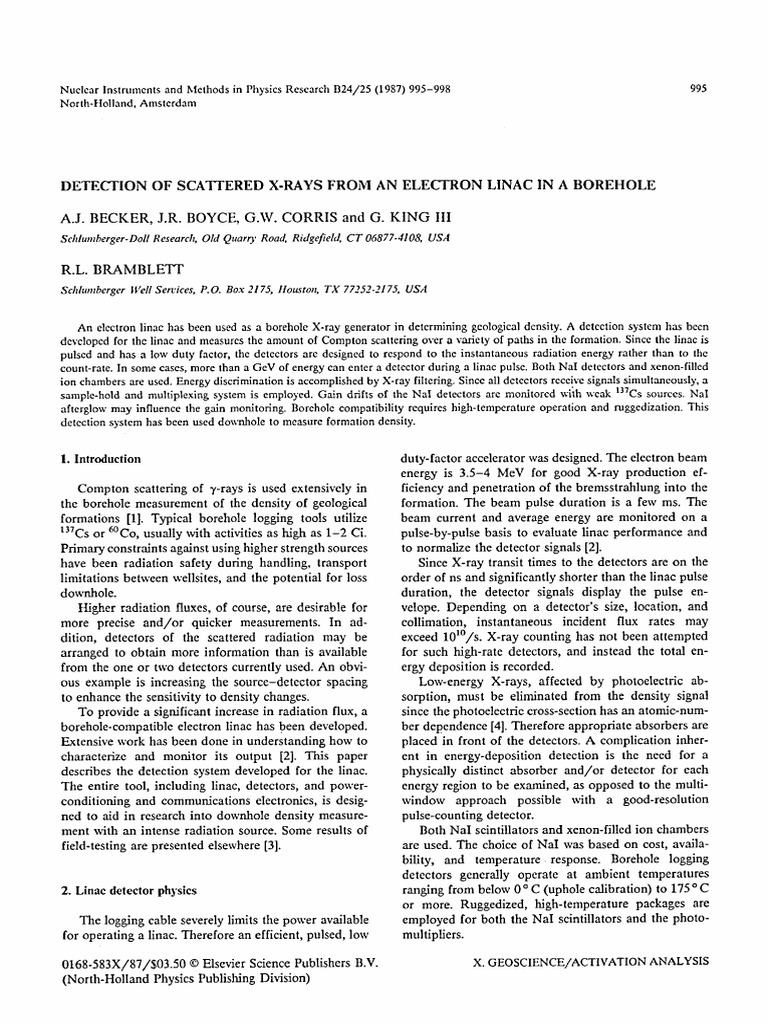 Detection of Scattered X-Rays From An Electron Linac in A Borehole ...
