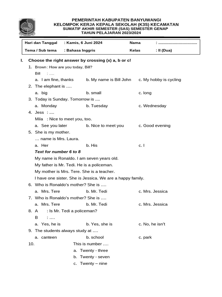Aksas Kelas 2 Big 2023 Kurmer Pdf