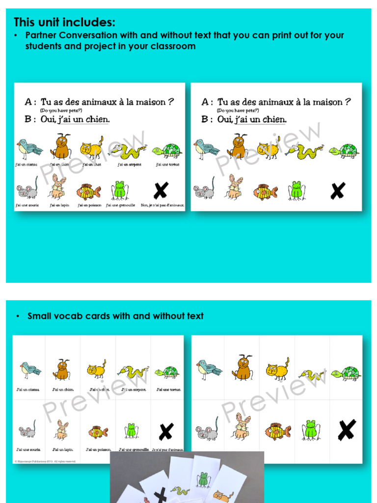 Unit 4. Partner Conversation - Les Animaux | PDF