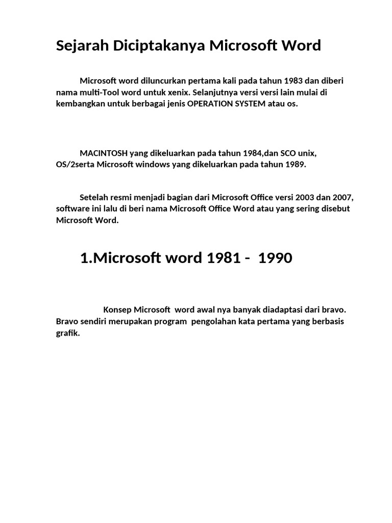 Sejarah Microsoft Word dari 1983 hingga 2007 | PDF