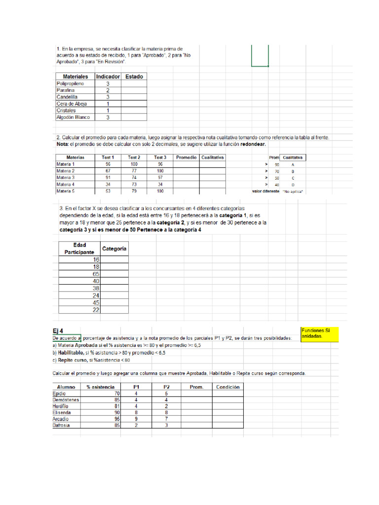 Función Si Anidada 05102020 | PDF