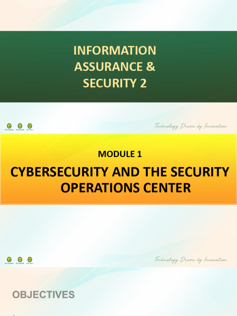 Module 1 - Cybersecurity and The Security Operations Center | PDF | Security | Computer Security