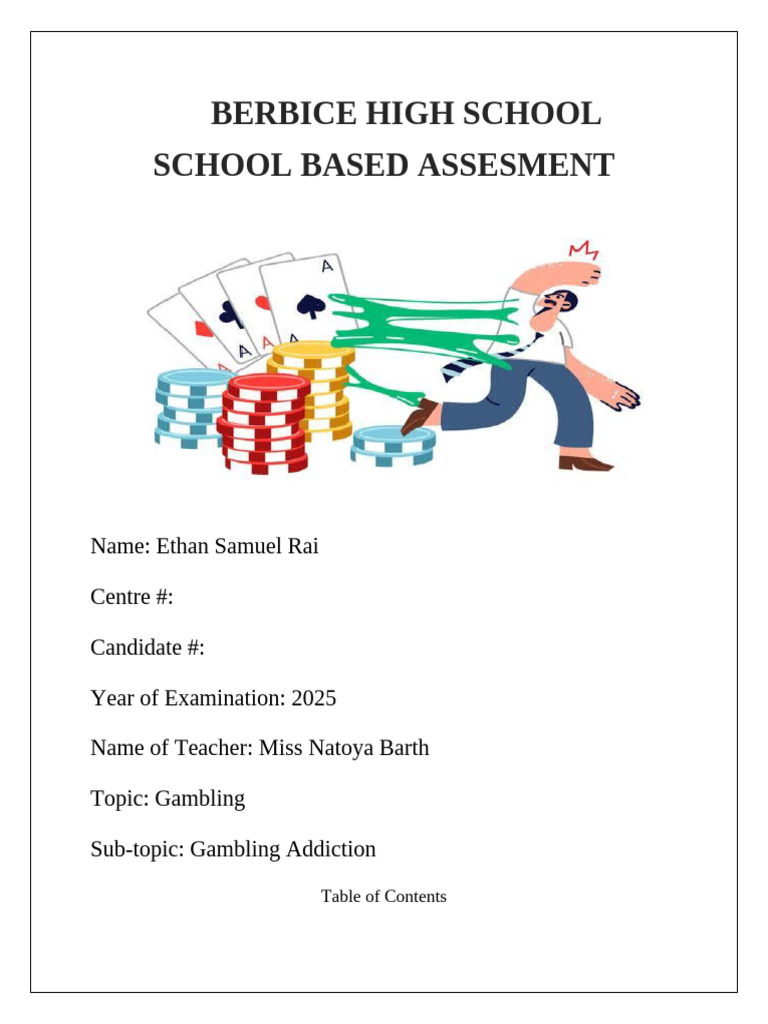 English A SBA Ethan Rai | PDF | Problem Gambling | Mental Disorder