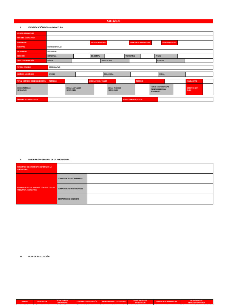 Formato Syllabus Presencial | PDF | Evaluación | Enseñando