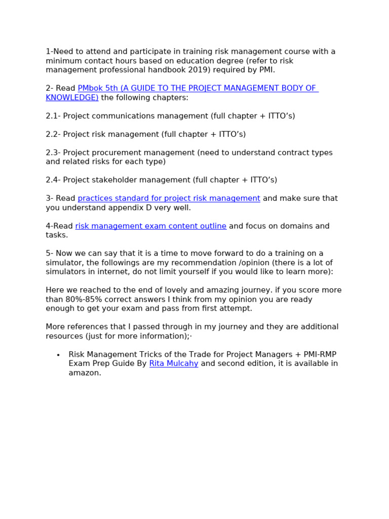 RMP Exam Preparation Guide | PDF