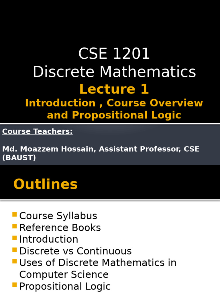 CSE 1201, Week#1, Lecture#1 | PDF | If And Only If | Discrete Mathematics