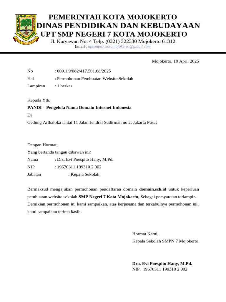 Contoh-Surat-Permohonan-Nama-Domain-ac-sch-id | PDF
