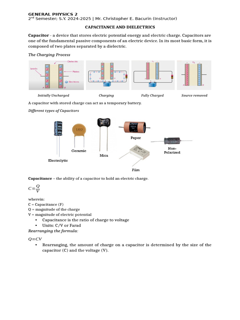 Capacitance and Dielectrics | PDF | Capacitance | Capacitor