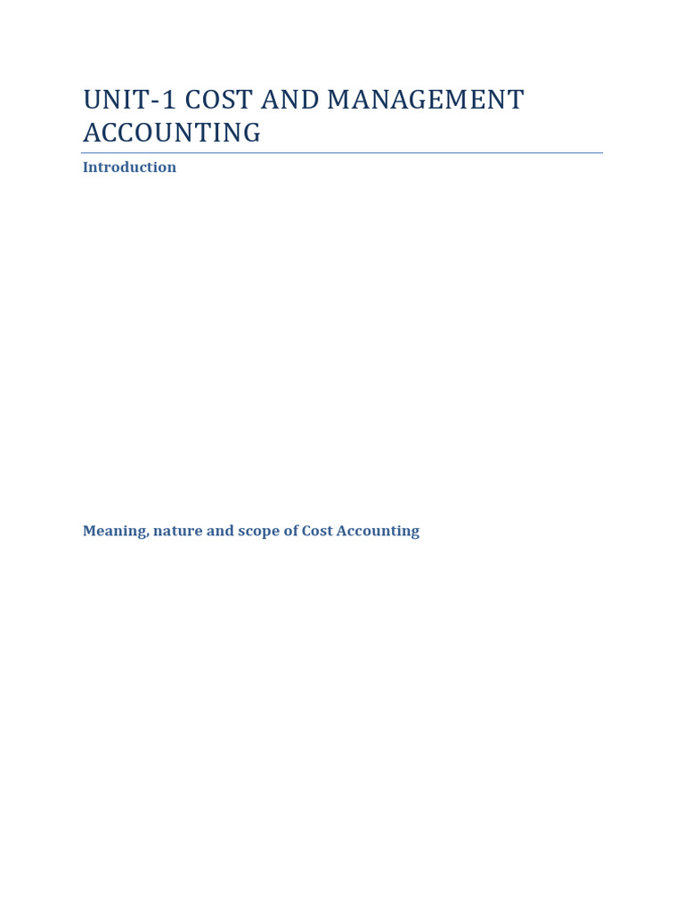Unit 1 CMA | PDF | Cost Accounting | Management Accounting