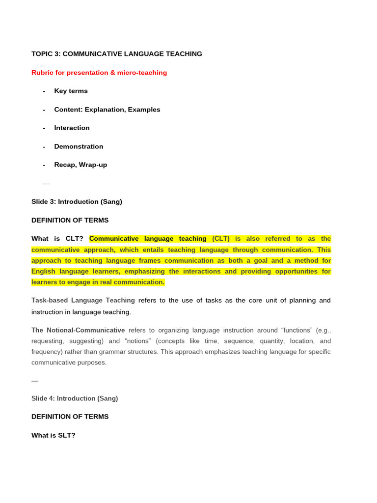 Communicative Language Teaching Overview | PDF | Language Education ...