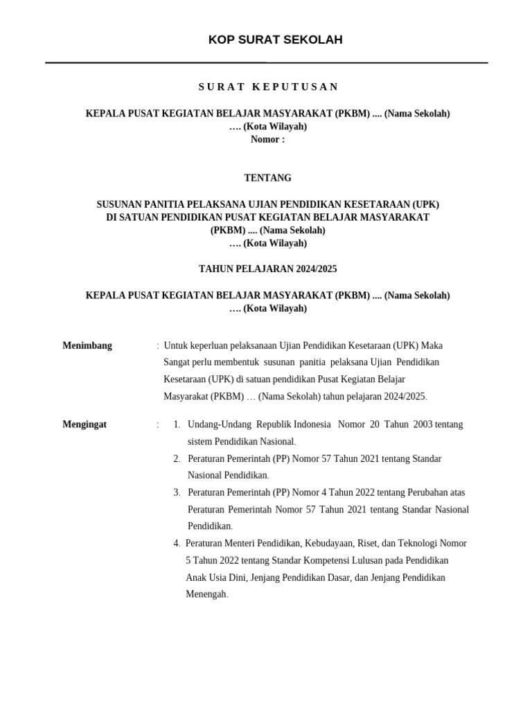 SK PANITIA UPK 2025kab Bogor | PDF