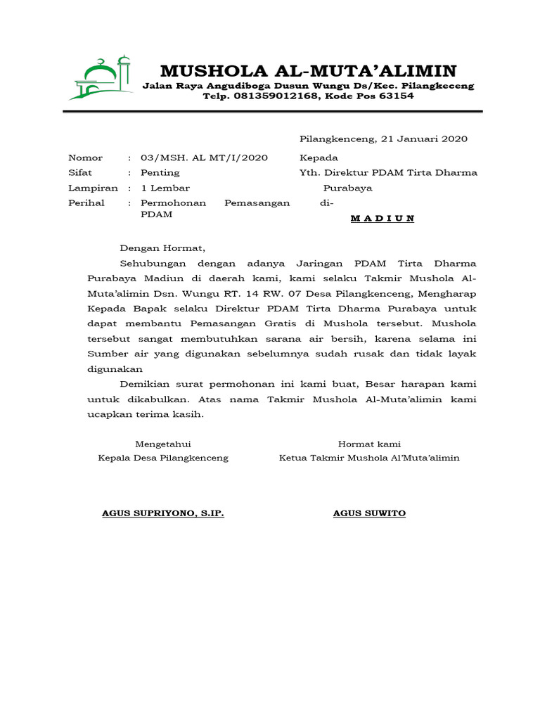 Permohonan Pemasangan PDAM | PDF