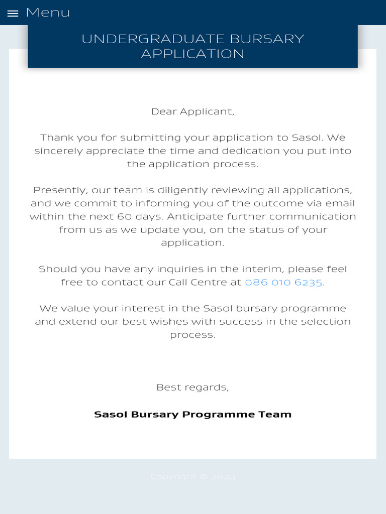Undergraduate Bursary Application – Sasol Bursaries Portal | PDF