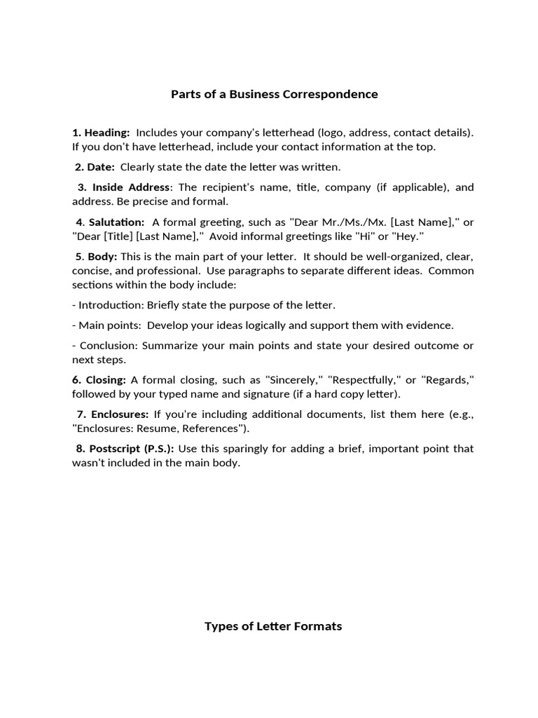 Essential Parts of Business Letters | PDF