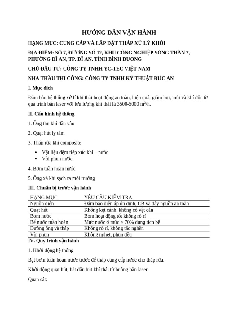 Hdvh Khí Thải Yc Tech | PDF