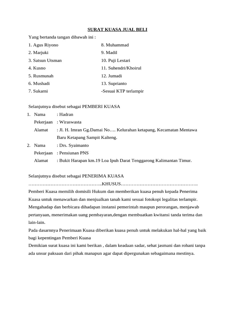 Surat Kesepakatan Jual Bel1 | PDF