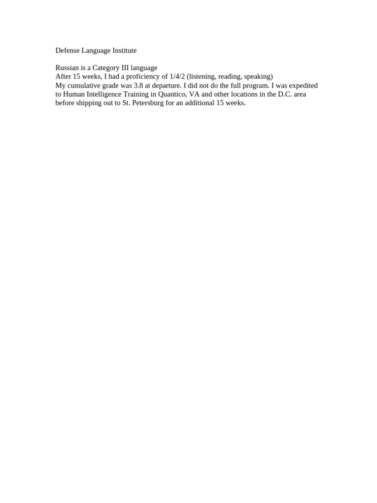 Russian Language Training Overview | PDF
