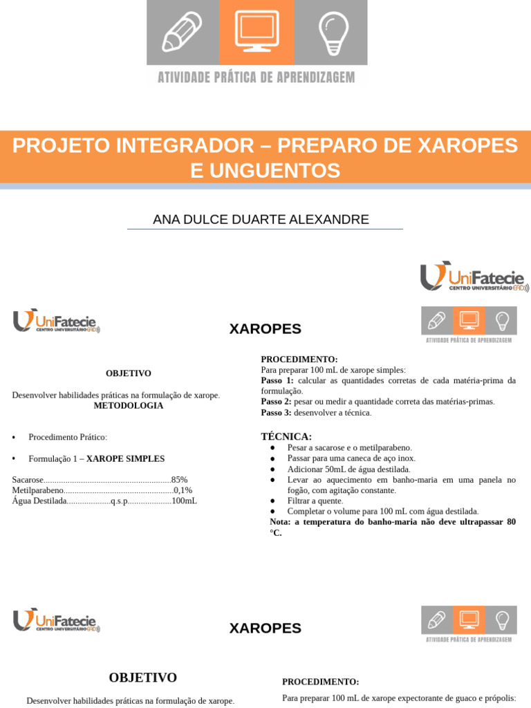Formulação de Xaropes e Pomadas Práticas | PDF | Xarope