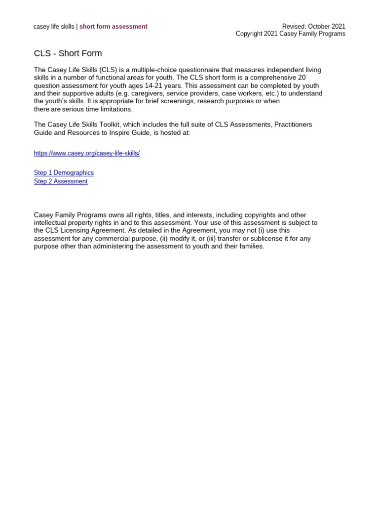 2021 CLS Short Assessment | PDF